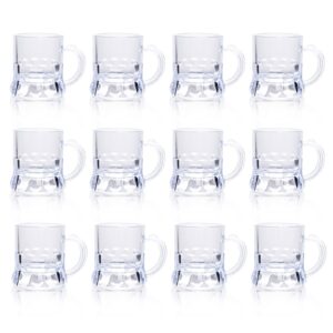 ZZYFGH Mini Beer Mugs, 1 Oz Clear Plastic Shot Glasses Beer Mug with Handles for Party (12 Pieces)