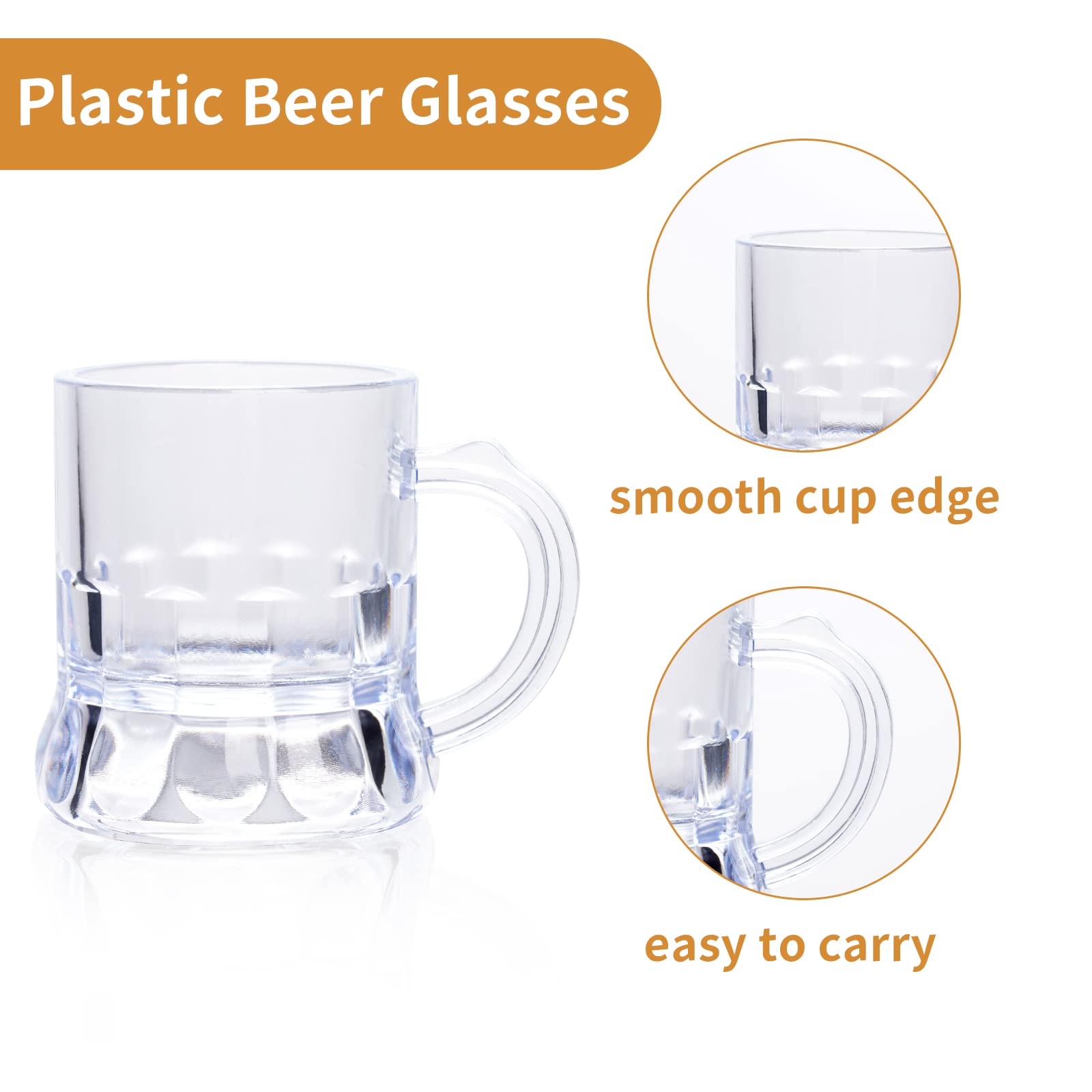 ZZYFGH Mini Beer Mugs, 1 Oz Clear Plastic Shot Glasses Beer Mug with Handles for Party (12 Pieces)