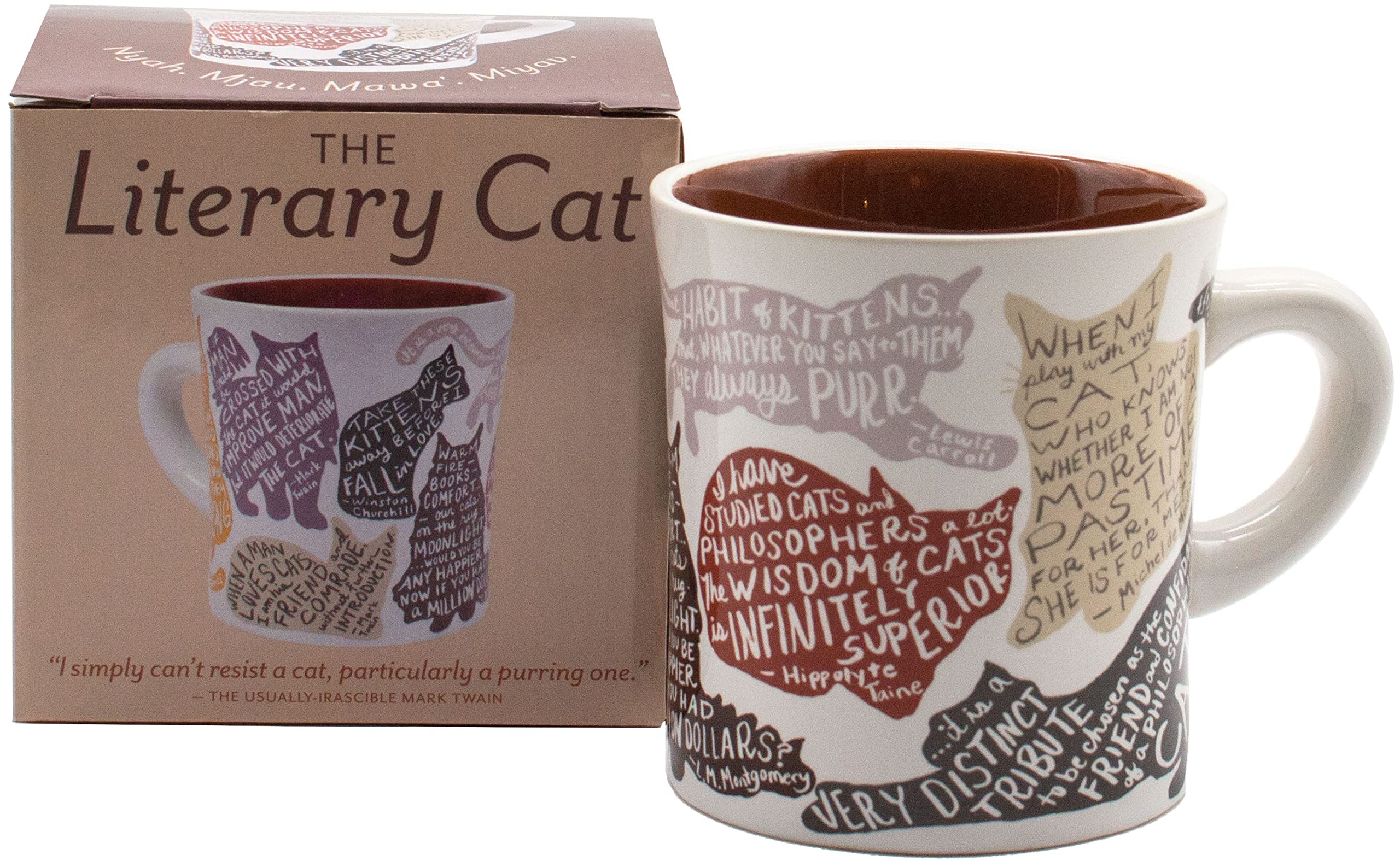 Literary Cat Mug - Kitten Quotes From Famous Writers Authors and Other Feline Lovers - Comes in a Fun Gift Box