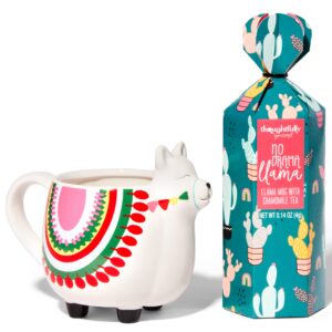 thoughtfully gourmet, llama mug and tea gift set, includes llama ceramic mug and chamomile tea in beautiful gift packaging, great gift for women and tea lovers