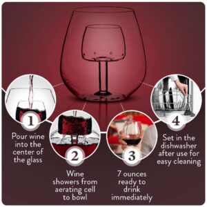 Tritan Shatterproof Aerating Wine Glasses by Chevalier Collection (Set of 2) - Made of Quality Plastic Material - Patented Wine Glass With Built In Aerator Decanter for Outdoor Use