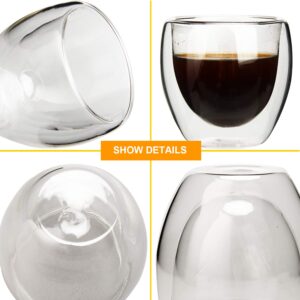 OAMCEG 6 Pack Espresso Shot Glasses 2.7 Ounces Double Wall Espresso Cups Thermo Insulated Small Espresso Cups, Latte Cappuccino Milk Juice Coffee Cups (Set of 6, 2.7oz)