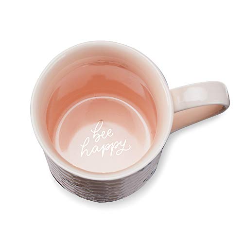 Pinky Up Annette Ceramic Tea Mug and Loose Leaf Tea Infuser, Loos Leaf Tea Accessories, Tea Tumbler Cup, Honeycomb Design, 12 oz