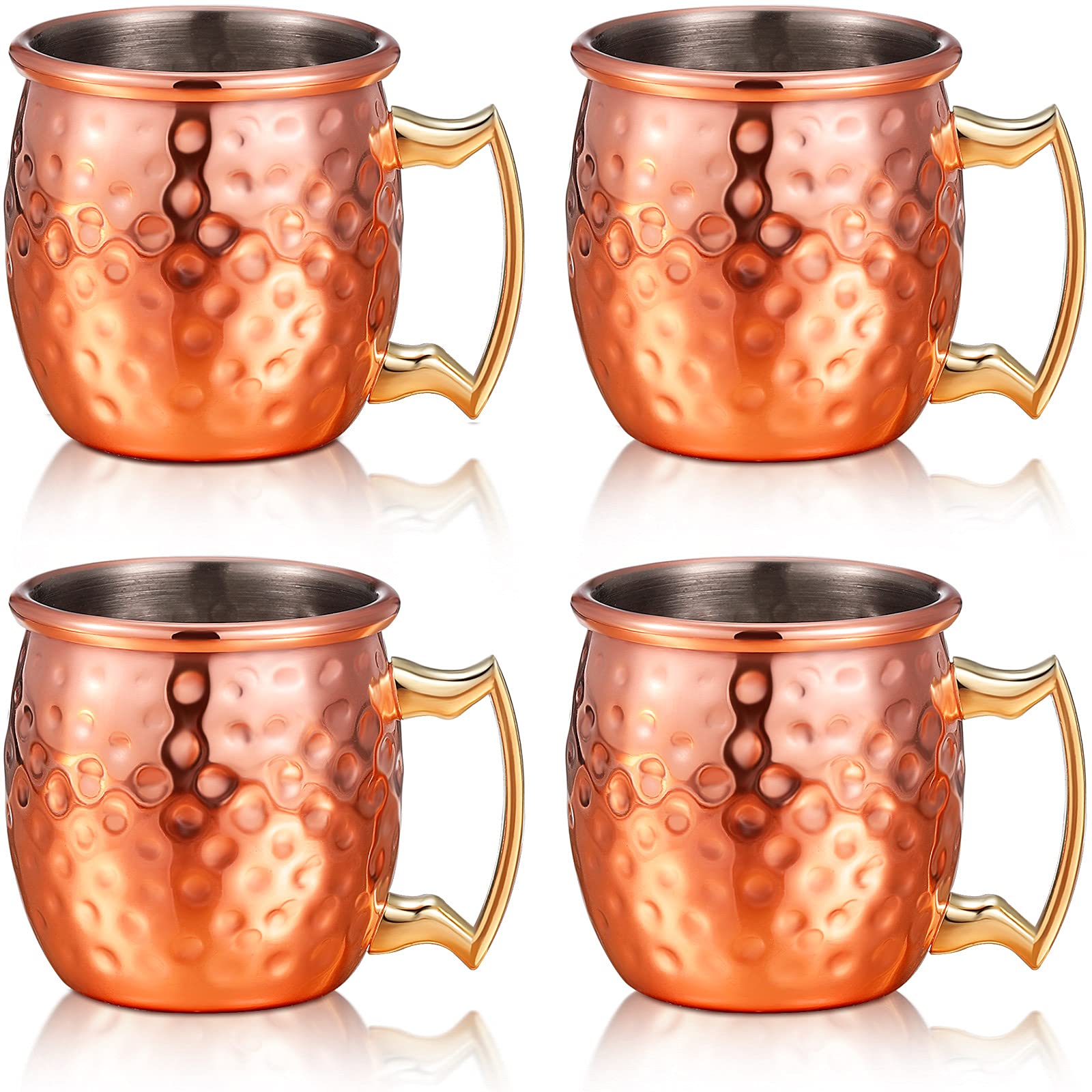 4 Pieces Mini Moscow Mugs 2 oz Mule Shot Glasses for Home, Kitchen, Bar Drinkware (Rose Gold)