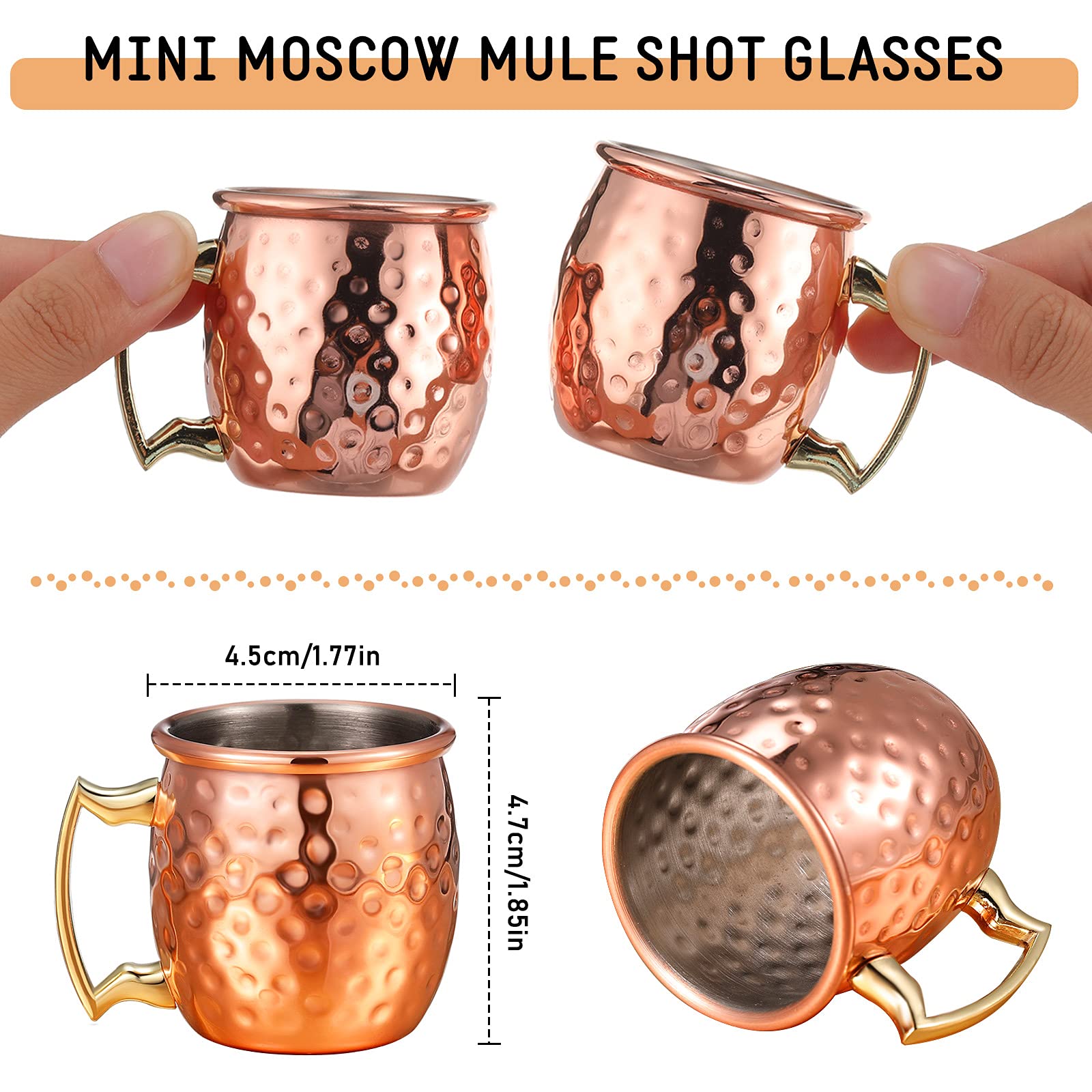 4 Pieces Mini Moscow Mugs 2 oz Mule Shot Glasses for Home, Kitchen, Bar Drinkware (Rose Gold)