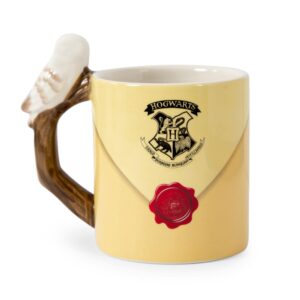 silver buffalo harry potter envelope ceramic mug with sculpted hedwig handle | holds 20 ounces