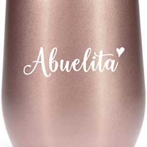 VIOLET & GALE Abuelita Gifts for Grandma - 12oz Tumbler Cup Wine Glass - Abuela Gifts in Spanish - Taza Para Mi Abuela