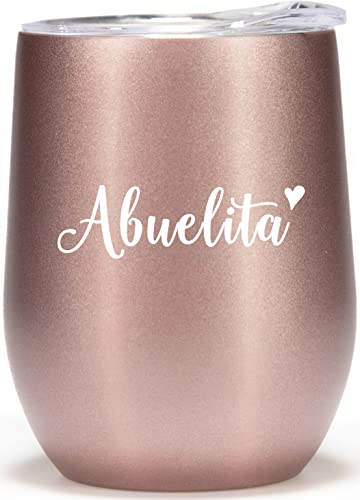 VIOLET & GALE Abuelita Gifts for Grandma - 12oz Tumbler Cup Wine Glass - Abuela Gifts in Spanish - Taza Para Mi Abuela