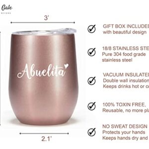 VIOLET & GALE Abuelita Gifts for Grandma - 12oz Tumbler Cup Wine Glass - Abuela Gifts in Spanish - Taza Para Mi Abuela