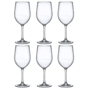 Amazing Abby - Clara - 12-Ounce Unbreakable Tritan Wine Glasses (Set of 6), Plastic Wine Glasses, Reusable, BPA-Free, Dishwasher-Safe, Perfect for Poolside, Outdoors, Camping, and More