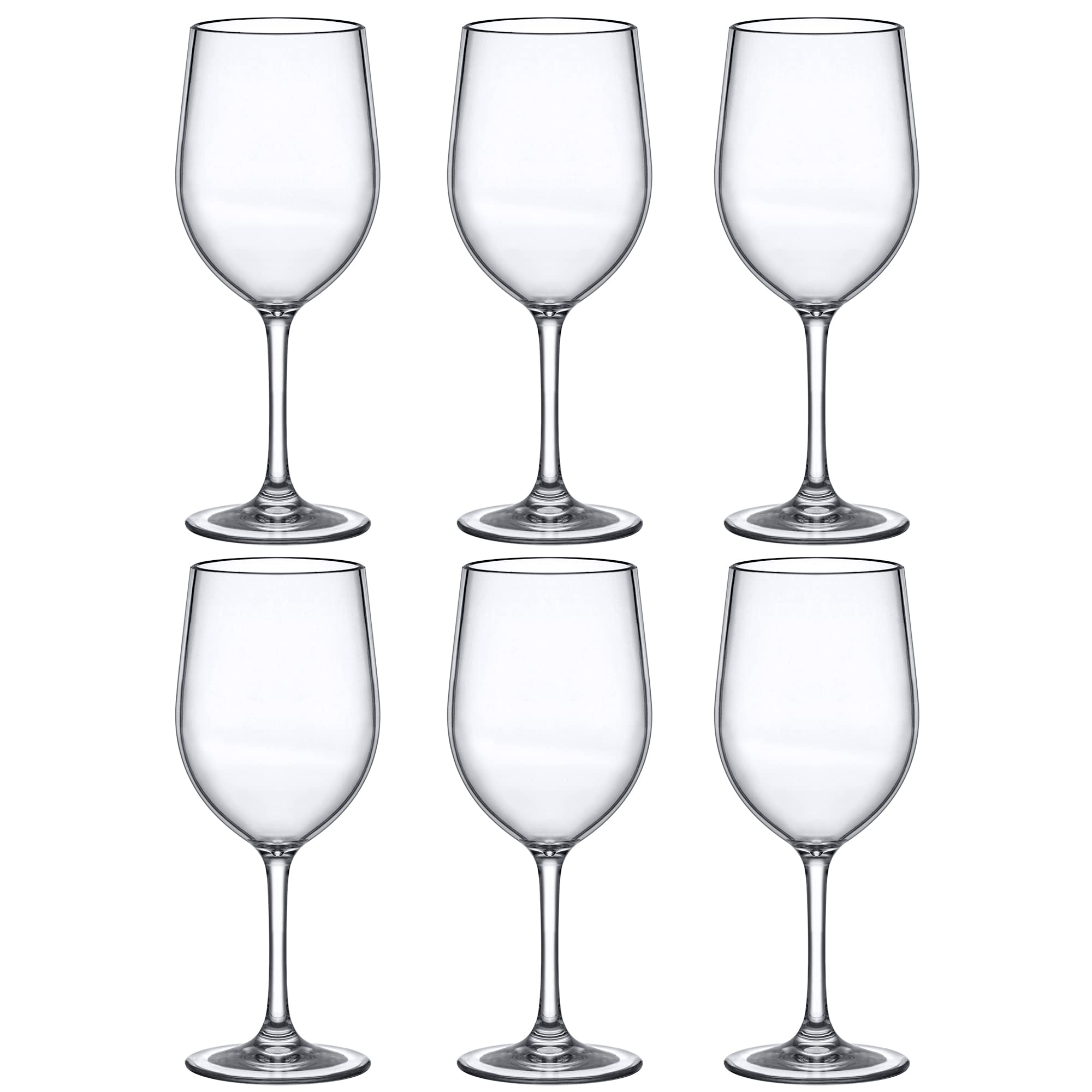 Amazing Abby - Clara - 12-Ounce Unbreakable Tritan Wine Glasses (Set of 6), Plastic Wine Glasses, Reusable, BPA-Free, Dishwasher-Safe, Perfect for Poolside, Outdoors, Camping, and More