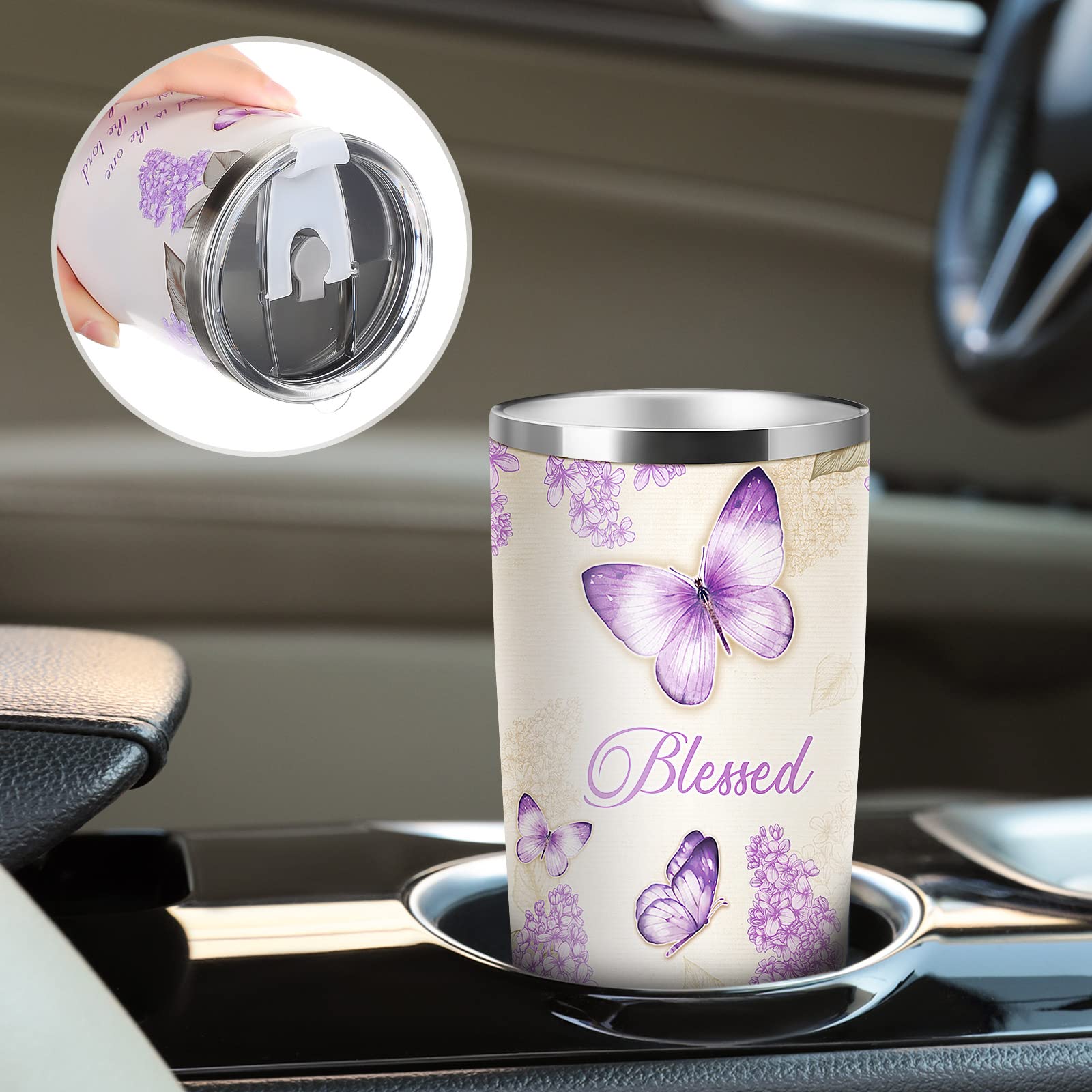 Inbagi Christian Gifts for Women 20 oz Butterfly Stainless Steel Tumblers Religious Birthday Mothers Day Gifts for Mom Sister Grandma Women Employee Coworker appreaction Gifts(4 Pieces)