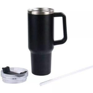 40oz Stainless Steel Vacuum Sealed Tumbler with Handle and Straw (White)