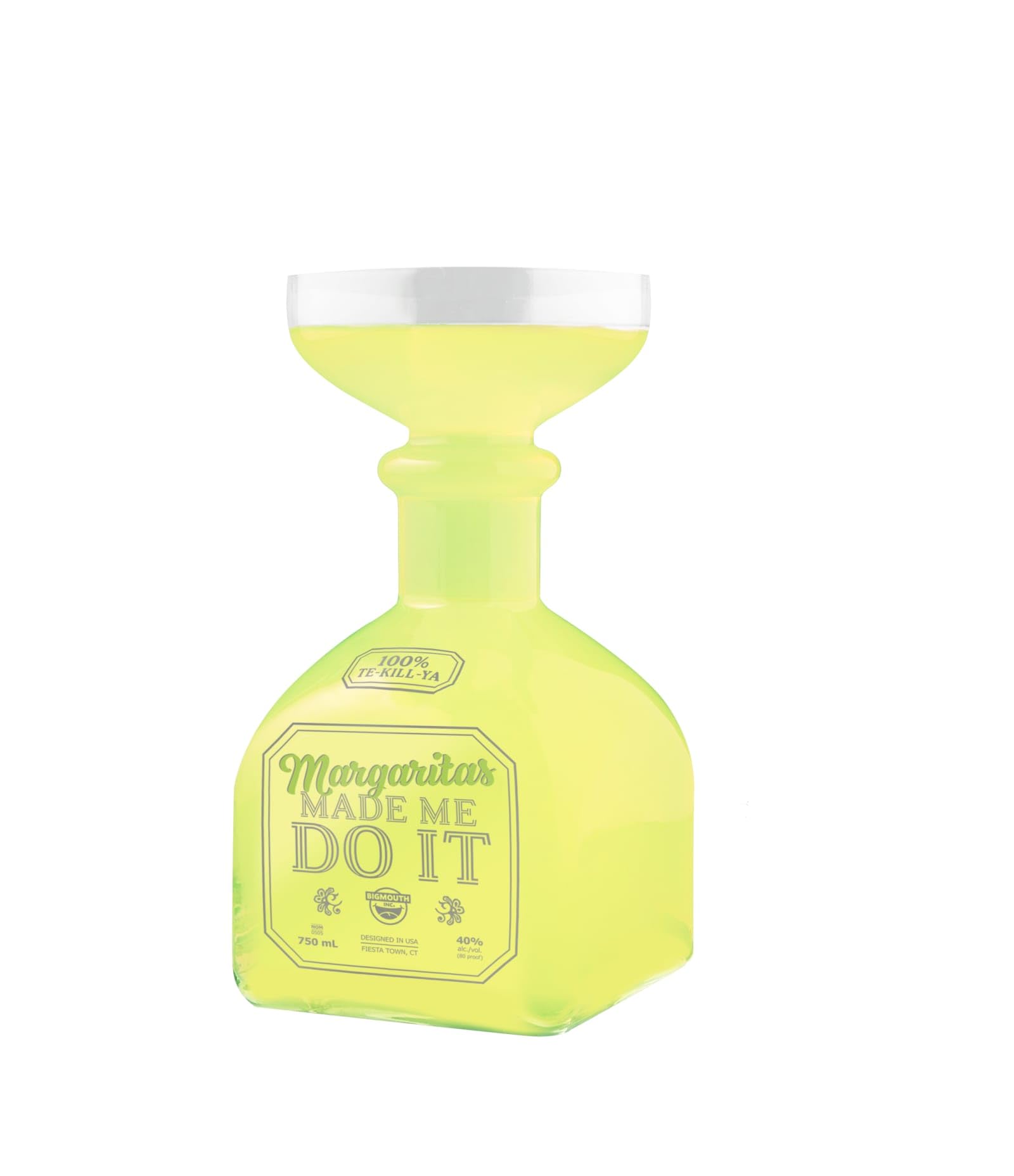 BigMouth Margarita Bottle Glass –Hilarious Glass Holds up to 32 Oz –Glass Shaped Like A Tequila Bottle,Reads,“Margaritas Made Me Do It”,Make a Great Gift for Margarita Lovers,clear (BMWG-0025),1 count