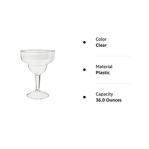 G.E.T. SW-1415-1-SAN-CL-EC Heavy-Duty Shatterproof Plastic Jumbo Margarita Glasses, BPA Free, 36 Ounce