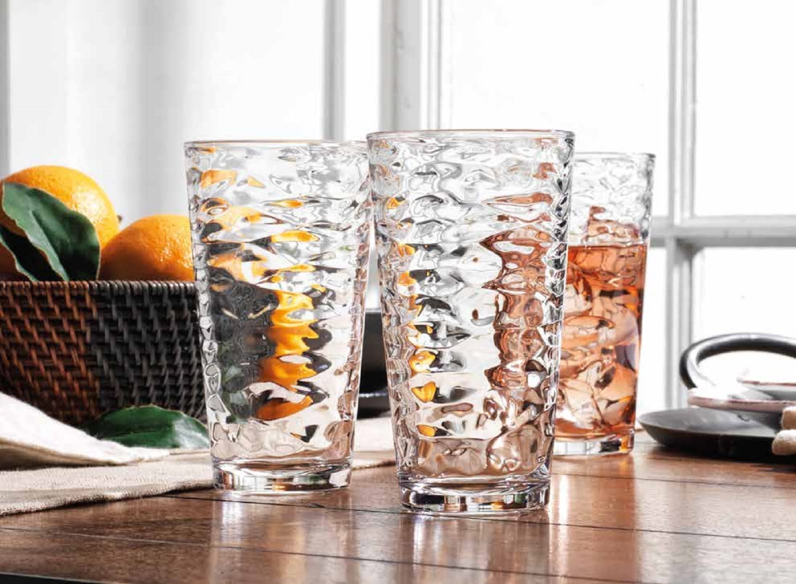 Glaver's Drinking Glasses Set of 4 Highball Glass Cups, 17 Oz. Basic Cooler Glassware, ideal for Water, Juice, Cocktails, Iced Tea and more. Dishwasher Safe.