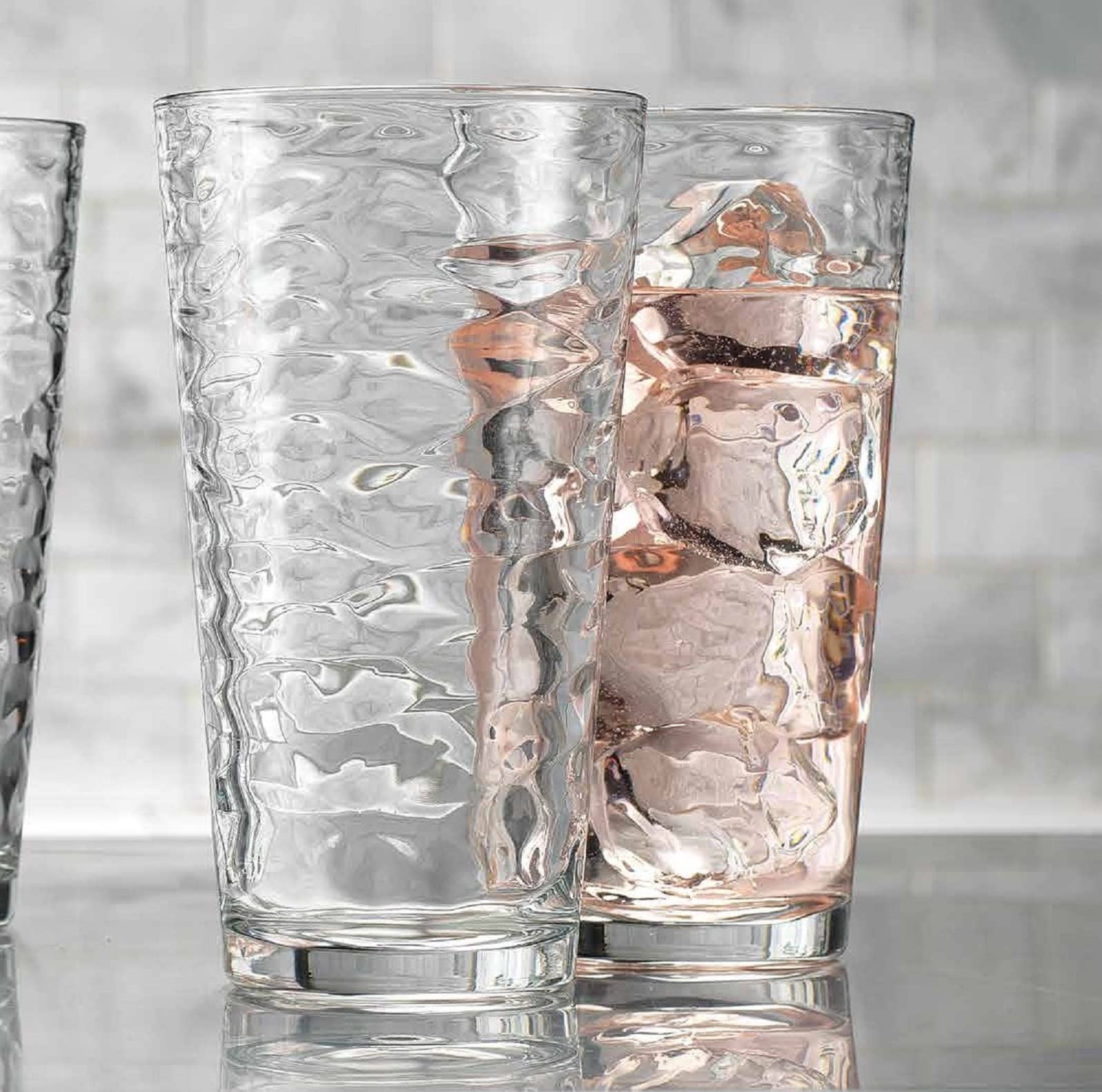 Glaver's Drinking Glasses Set of 4 Highball Glass Cups, 17 Oz. Basic Cooler Glassware, ideal for Water, Juice, Cocktails, Iced Tea and more. Dishwasher Safe.