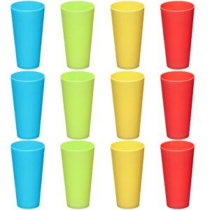 Amazing Abby - Holy Poly - 20-Ounce Plastic Tumblers (Set of 12), Unbreakable Plastic Drinking Glasses, Reusable, Stackable, BPA-Free, Heat-Resistant, Microwave-Safe, Dishwasher-Safe, Mixed-Color