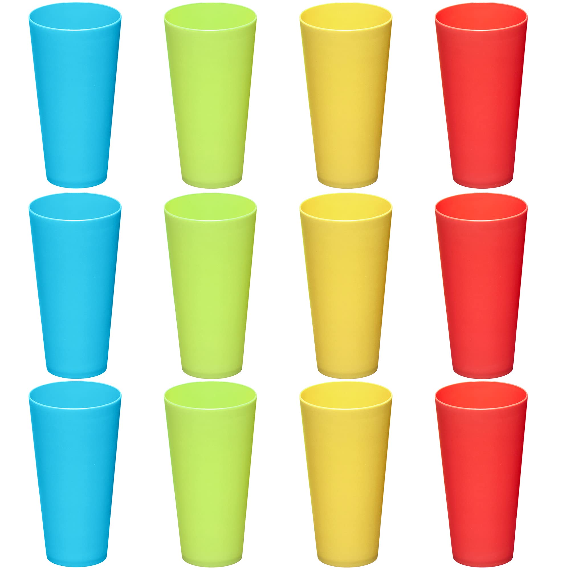 Amazing Abby - Holy Poly - 20-Ounce Plastic Tumblers (Set of 12), Unbreakable Plastic Drinking Glasses, Reusable, Stackable, BPA-Free, Heat-Resistant, Microwave-Safe, Dishwasher-Safe, Mixed-Color