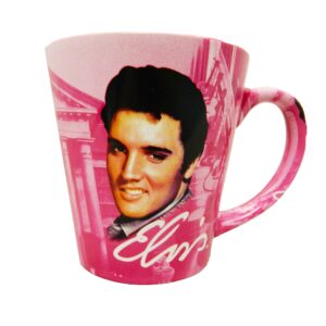 mid-south products elvis mug - 12 oz - latte pink with guitars