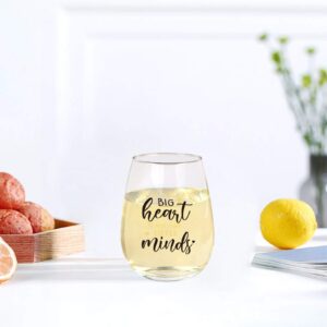 Modwnfy It Takes A Big Heart To Help Shape Little Minds Stemless Wine Glass, Teacher’s Day Gift Teacher Appreciation Week Gift Birthday Gift for Her Him Teacher Professor Teaching Assistant, 15 Oz