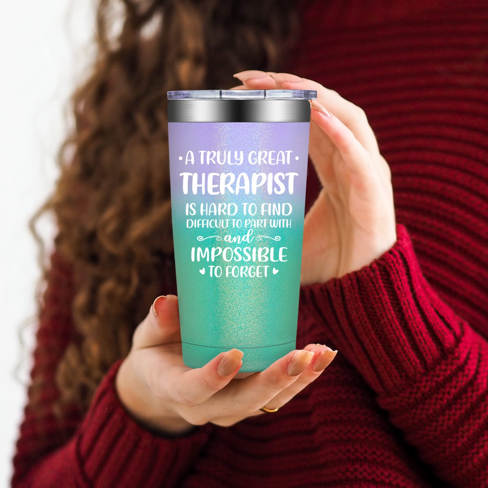 Grifarny Therapist Gifts Mental Health - Physical Therapist Gifts for Women - Christmas, Thank You Gifts for Therapist - A Great Therapist is Hard to Find - Therapist Tumbler Cup 20oz