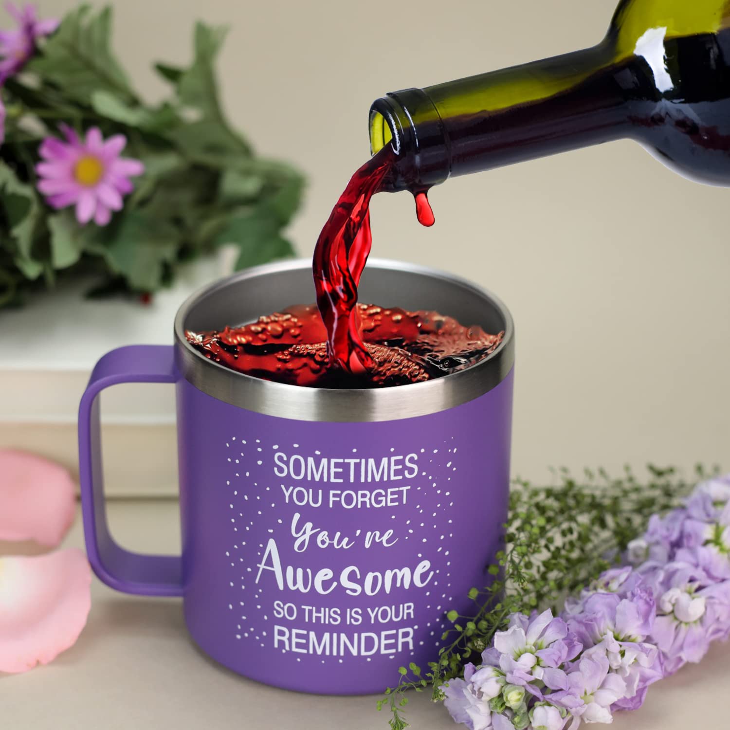 Birthday Gifts for Women Friendship - Inspirational Gifts Sometimes You Forget You are Awesome Purple Tumbler - Gifts for Friends Female Gifts for Mom Best Friend Teacher Get Well Soon Gifts for Her