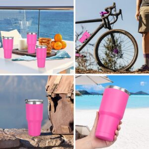 Lifecapido 30oz Stainless Steel Tumbler, Insulated Coffee Tumbler Cup, Double Wall Vacuum Insulated Travel Tumbler with Lid and Straw, Powder Coated Travel Mug for Hot or Cold Drinks, Bright Pink