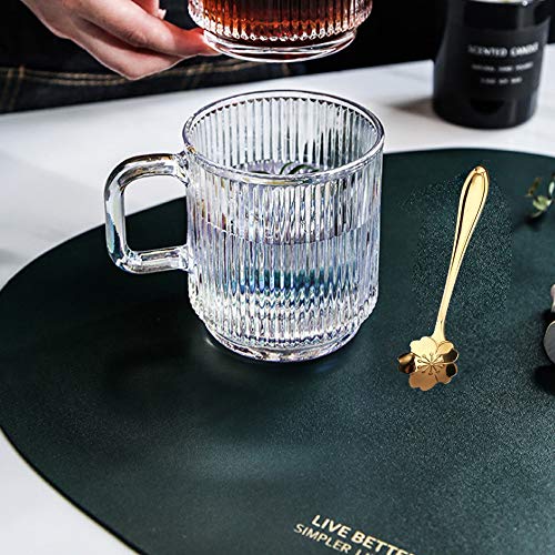 Yalucky Clear Iridescent Coffee Mug with Lid and Sakura Spoon Tea Cups Glass Mugs Pretty Cute Mug for Milk Latte Chocolate Juice Water for Women Men Birthday Christmas (white)