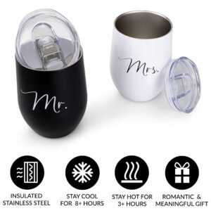 DeLuxe Gifted Mr and Mrs Wine Tumblers, Wedding Presents for Newlyweds, Mr and Mrs Gifts, Bridal Shower Gifts, Wedding Gifts For Husband & Wife - Gift For Couple, Wedding, His and Her Gifts