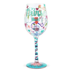 enesco designs by lolita nurse this hand-painted artisan wine glass, 1 count (pack of 1), multicolor, 440 milliliters