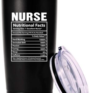 AMZUShome Nurse Nutritional Facts Mug.Nurses Week,Nurse Practitioner,Nurse Appreciation,Nursing School Graduation Gifts.Birthday,Christmas Gifts for Nurse Tumbler(20oz Black)