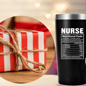 AMZUShome Nurse Nutritional Facts Mug.Nurses Week,Nurse Practitioner,Nurse Appreciation,Nursing School Graduation Gifts.Birthday,Christmas Gifts for Nurse Tumbler(20oz Black)