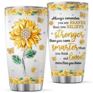 cubicer sunflower tumbler 20 oz with lid flower stainless steel insulated theme coffee travel floral mug cup drinking glasses for girls mother daughter women on holiday birthday