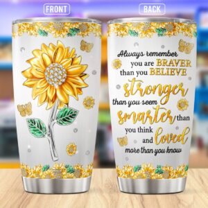 CUBICER Sunflower Tumbler 20 Oz With Lid Flower Stainless Steel Insulated Theme Coffee Travel Floral Mug Cup Drinking Glasses For Girls Mother Daughter Women On Holiday Birthday