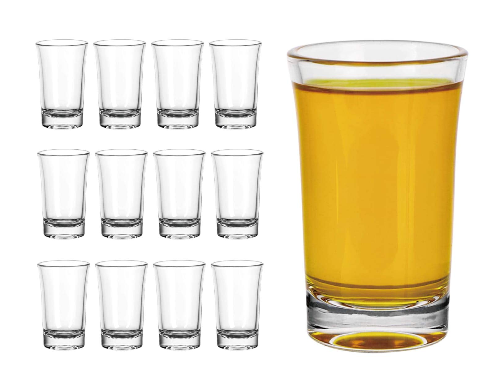 Ader Products Clear Shot Glasses - Set of 12-1.5 Ounce - Heavy Base Round Shooter Glass Set