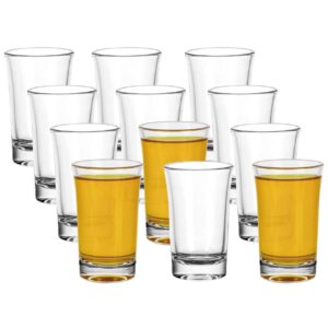 Ader Products Clear Shot Glasses - Set of 12-1.5 Ounce - Heavy Base Round Shooter Glass Set