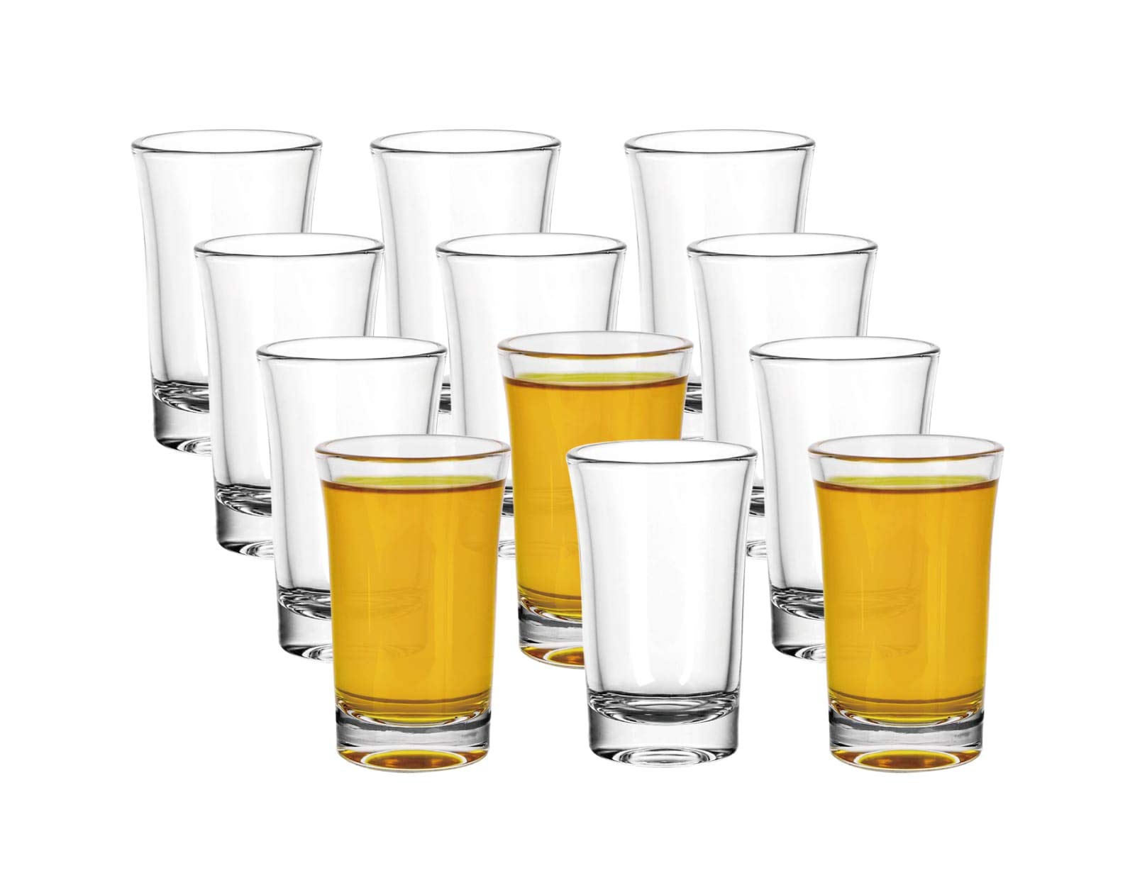 Ader Products Clear Shot Glasses - Set of 12-1.5 Ounce - Heavy Base Round Shooter Glass Set