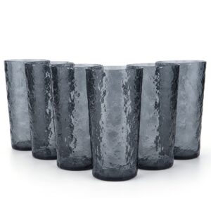 kx-ware 18-ounce acrylic highball glasses plastic tumbler, set of 6 smoke gray