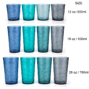 KX-WARE 18-ounce Acrylic Highball Glasses Plastic Tumbler, set of 6 Smoke Gray