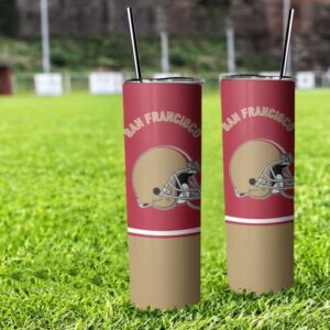 20oz Skinny Tumblers with Lid and Straws, Football Fan Gift for Reusable Travel Mug Keeps Drinks Cold & Hot Stainless Steel Insulated Tumbler