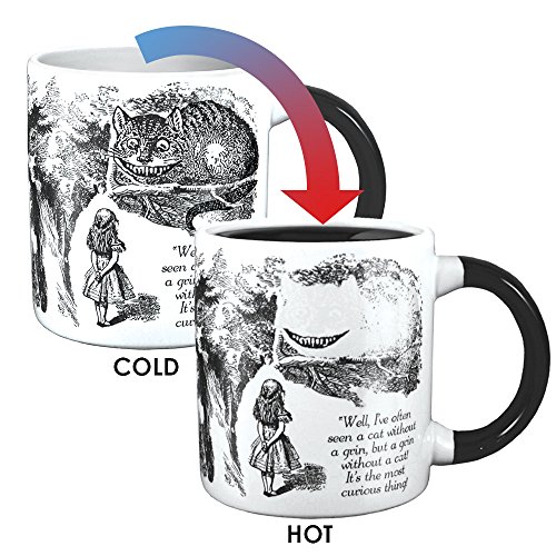 The Unemployed Philosophers Guild Disappearing Cheshire Cat Heat Transforming Color Changing Reveal Mug - Add Coffee and The Cheshire Cat Disappears Except for its Grin, Comes in a Fun Box