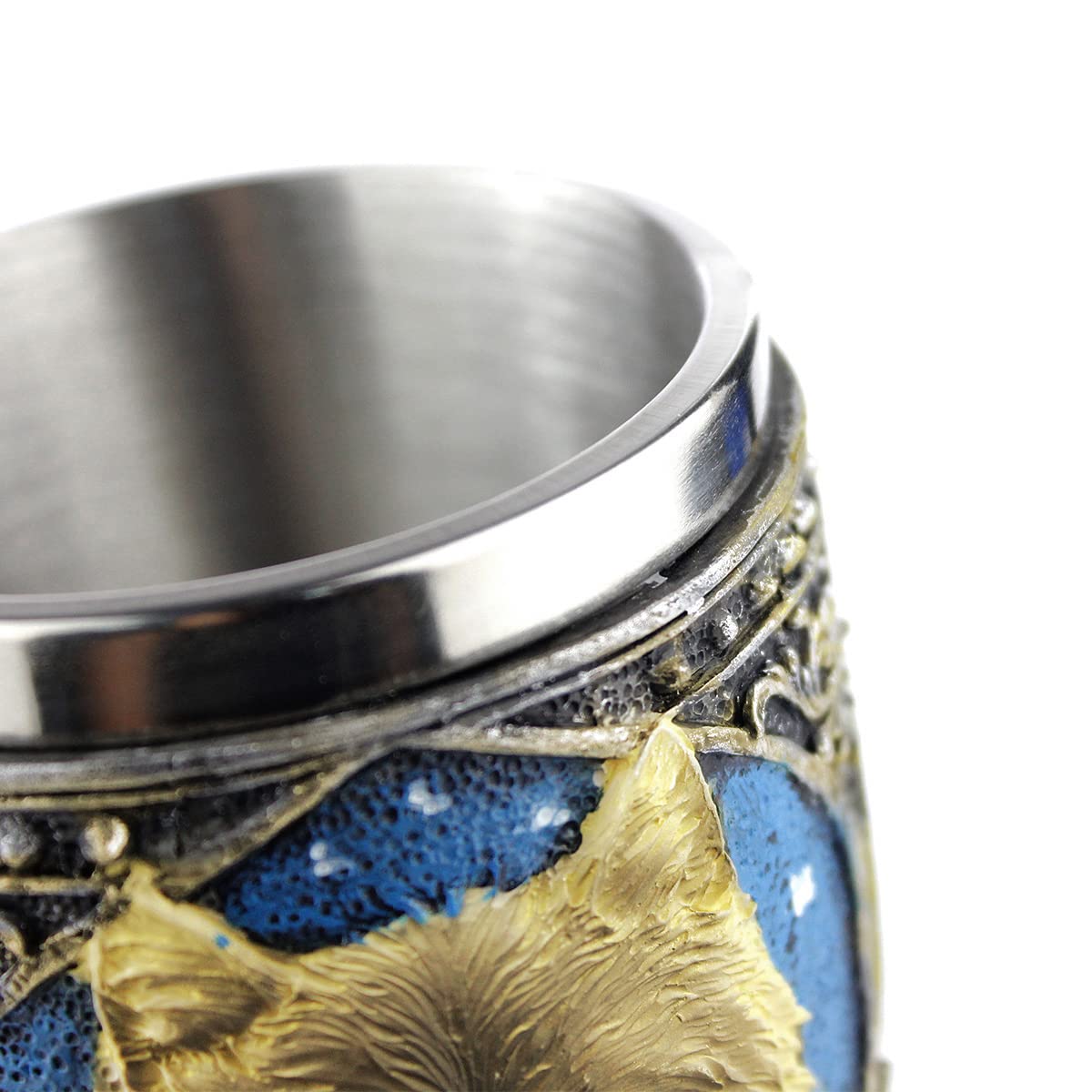 EZESO Stainless Steel Wolf Goblet, EZESO Resin 3D Wine Chalice Goblet Cup(Wolf Goblet)