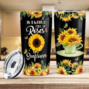 wowcugi Inspirational Gift Sunflower Tumbler Inspirational 20oz Insulated Floral Stainless Steel Tumblers with Lid Coffee Travel Mug Birthday Christmas Mothers Day Cup Gift For Women Girls