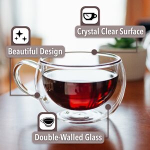 BTaT- Insulated Coffee Cups, Set of 4 (9 oz, 270 ml), Double Wall Glass Tea Cups, Glass Cups, Glass Mug, Glass Coffee Cups, Latte Cups, Latte Mug, Clear Mugs, Glass Cappuccino Cups