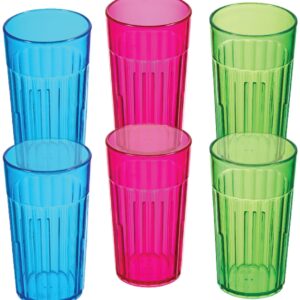 Arrow Home Products 6 oz Rainbow Plastic Tumblers, Set of 6 - Made in the USA, BPA Free Plastic - Break-Resistant Plastic Drinking Glasses for Indoor & Outdoor Use - Dishwasher Safe, Assorted Colors