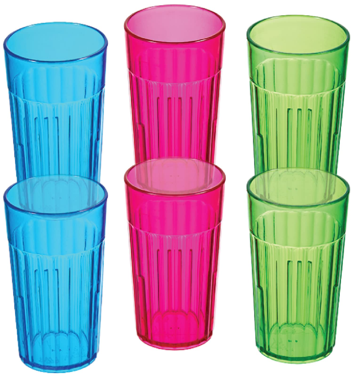 Arrow Home Products 6 oz Rainbow Plastic Tumblers, Set of 6 - Made in the USA, BPA Free Plastic - Break-Resistant Plastic Drinking Glasses for Indoor & Outdoor Use - Dishwasher Safe, Assorted Colors