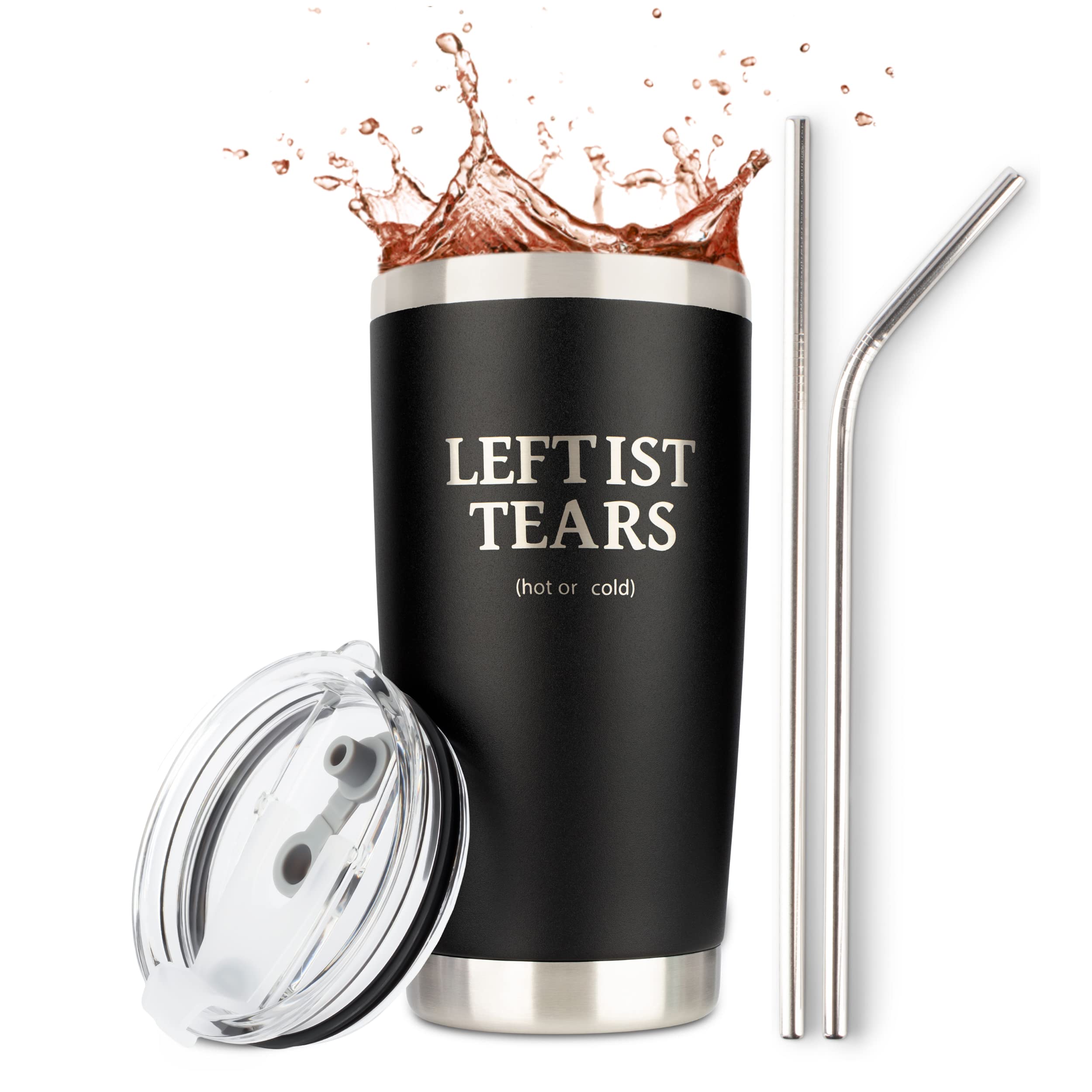 Leftist Tears Tumbler | Stainless Steel Tumbler/Mug with Lid for Coffee/Cold Drinks | Liberal Tears Mug for Men | Funny Unique Republican Valentine's Day Gifts Conservative (20 Ounce)