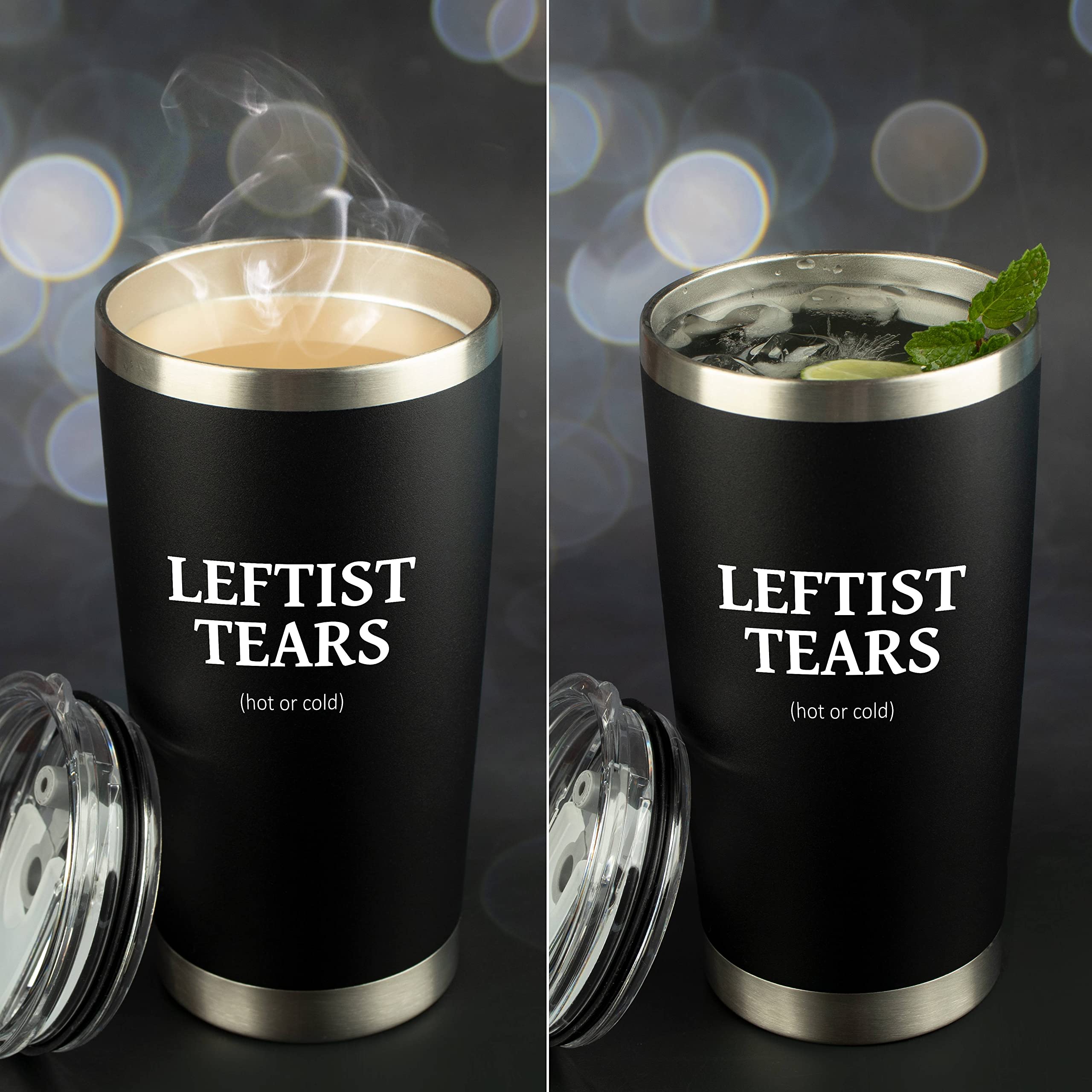 Leftist Tears Tumbler | Stainless Steel Tumbler/Mug with Lid for Coffee/Cold Drinks | Liberal Tears Mug for Men | Funny Unique Republican Valentine's Day Gifts Conservative (20 Ounce)