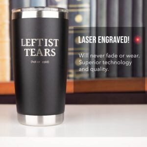 Leftist Tears Tumbler | Stainless Steel Tumbler/Mug with Lid for Coffee/Cold Drinks | Liberal Tears Mug for Men | Funny Unique Republican Valentine's Day Gifts Conservative (20 Ounce)